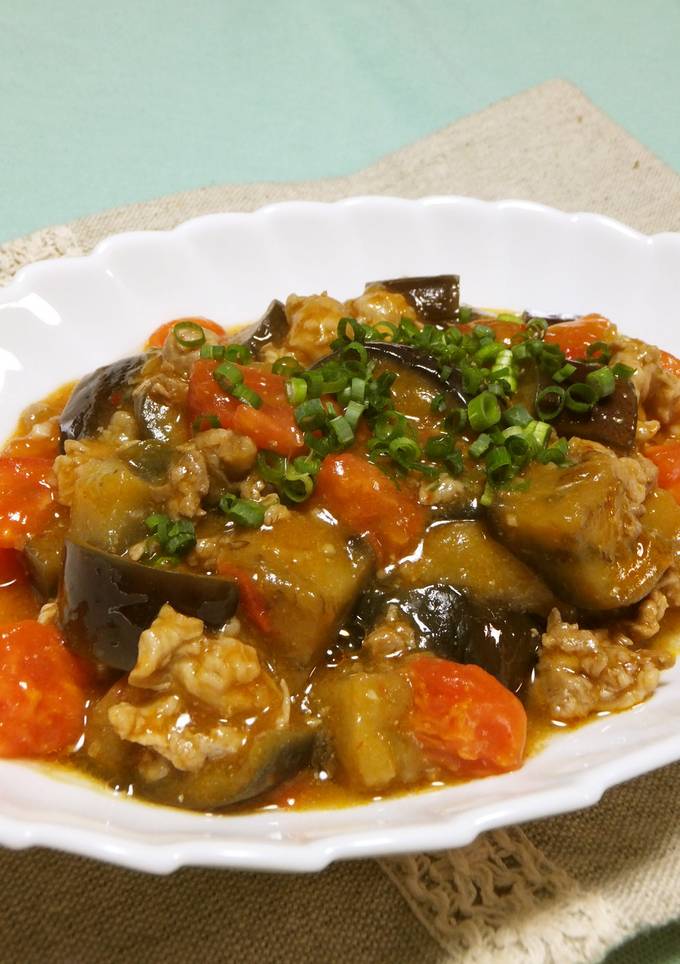 トマトde辛さまろやか♪豚こま麻婆なす by まんまるまうちゃん 【クックパッド】 簡単おいしいみんなのレシピが392万品