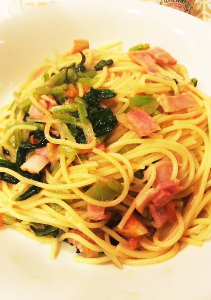 小松菜のパスタ 塩レモン和風仕上がり by まりんごファイブ 【クックパッド】 簡単おいしいみんなのレシピが392万品