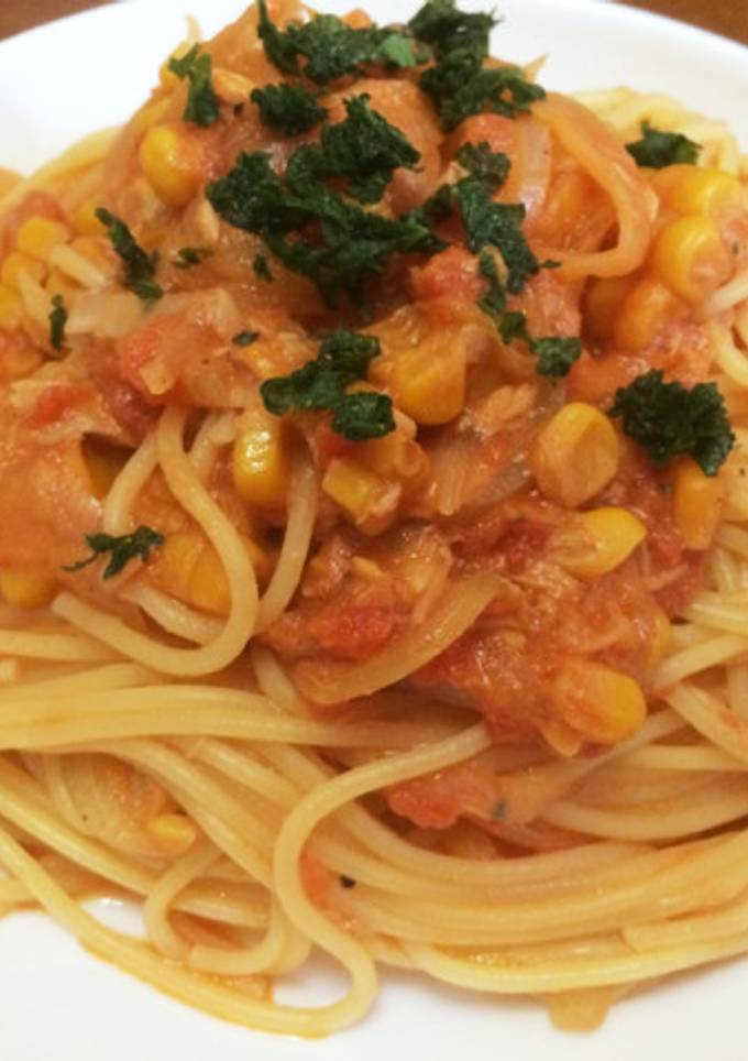 簡単＊ツナとコーンのトマトクリームパスタ by 8ch＊ 【クックパッド】 簡単おいしいみんなのレシピが392万品