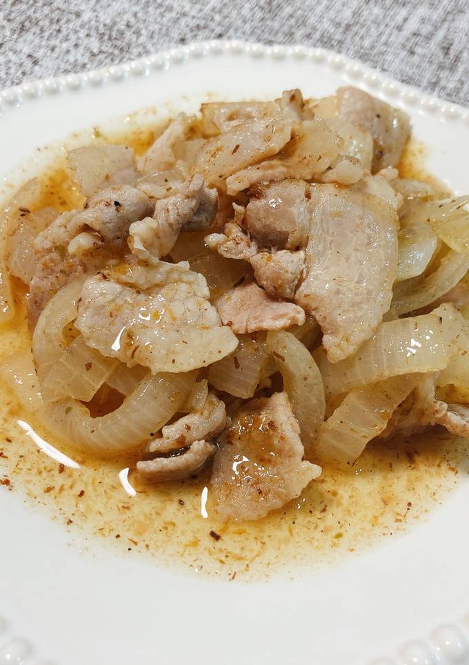 豚肉と玉葱の出汁×柚子胡椒煮 by mingaaa 【クックパッド】 簡単おいしいみんなのレシピが392万品